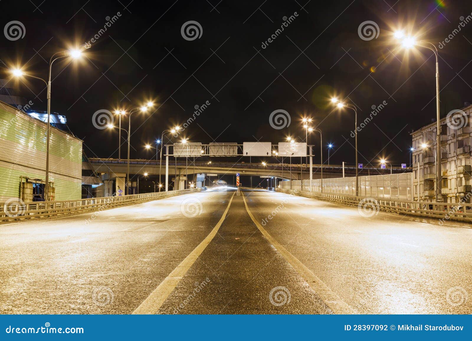 City Road Overpass at Night Stock Photo - Image of cars, beam: 28397092