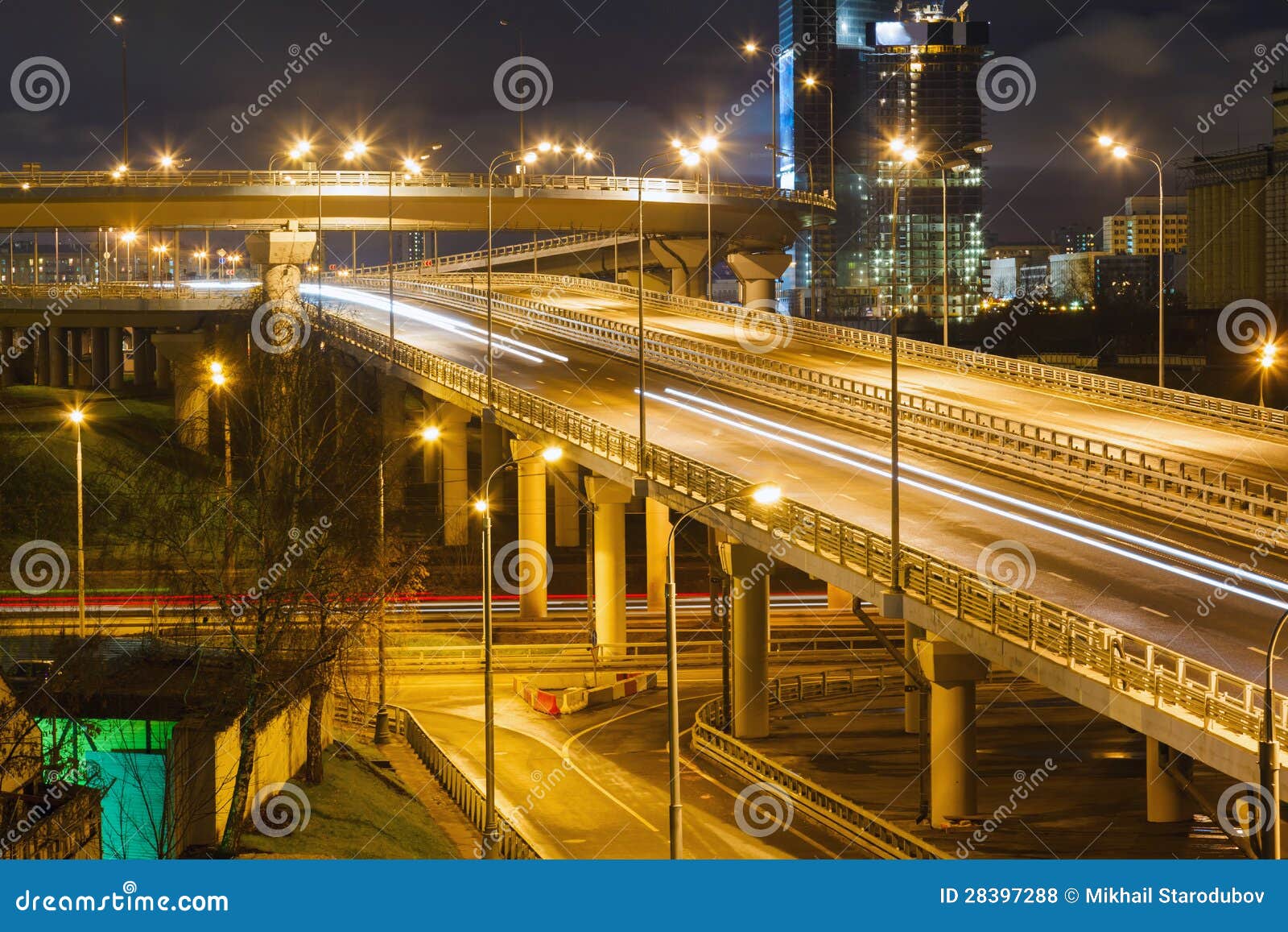 City Road Overpass at Night Stock Photo - Image of cityscape, downtown ...