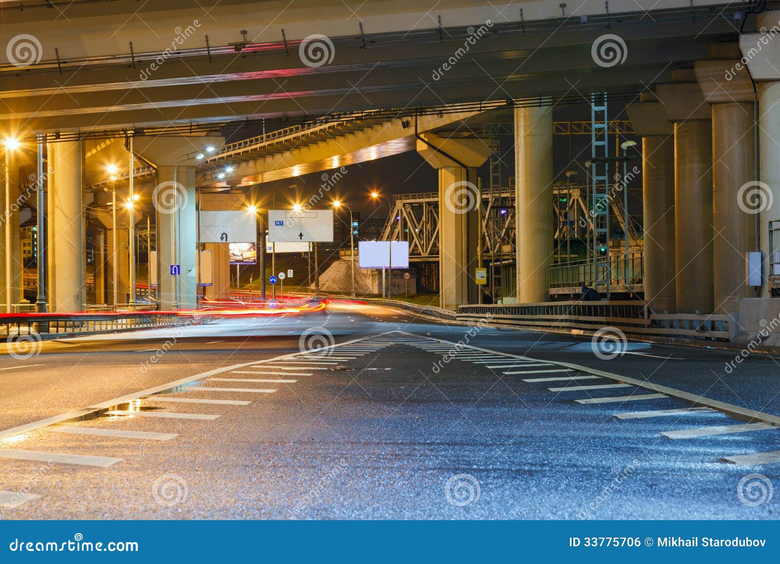 City Road Overpass at Night Stock Photo - Image of road, intersection ...