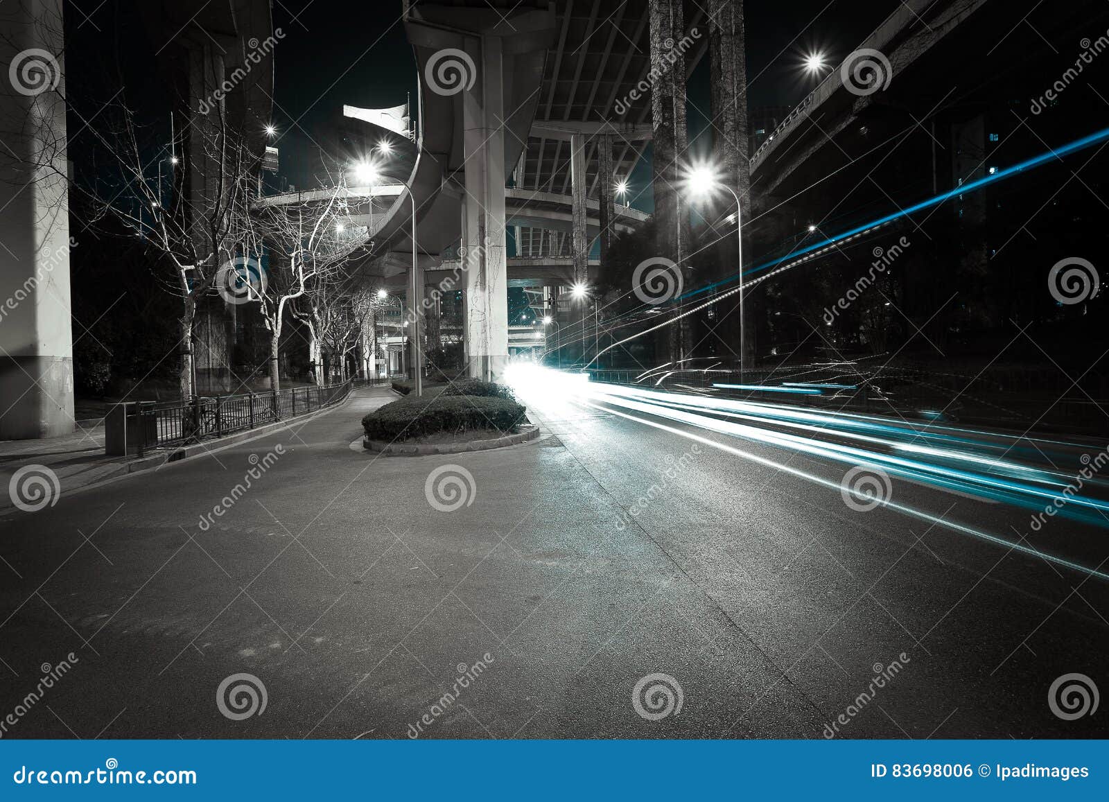 City Road Overpass Viaduct Bridge of Night Scene Stock Photo - Image of ...