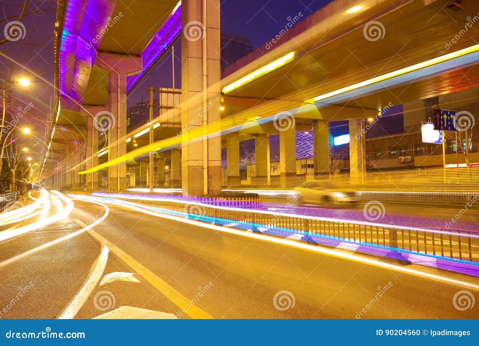 City Road Overpass Viaduct Bridge of Night Scene Stock Photo - Image of ...