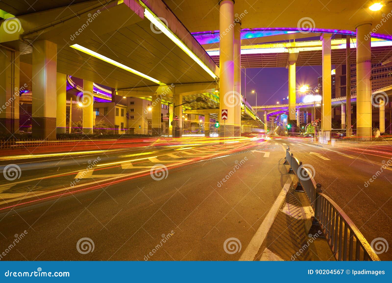 City Road Overpass Viaduct Bridge of Night Scene Stock Image - Image of ...
