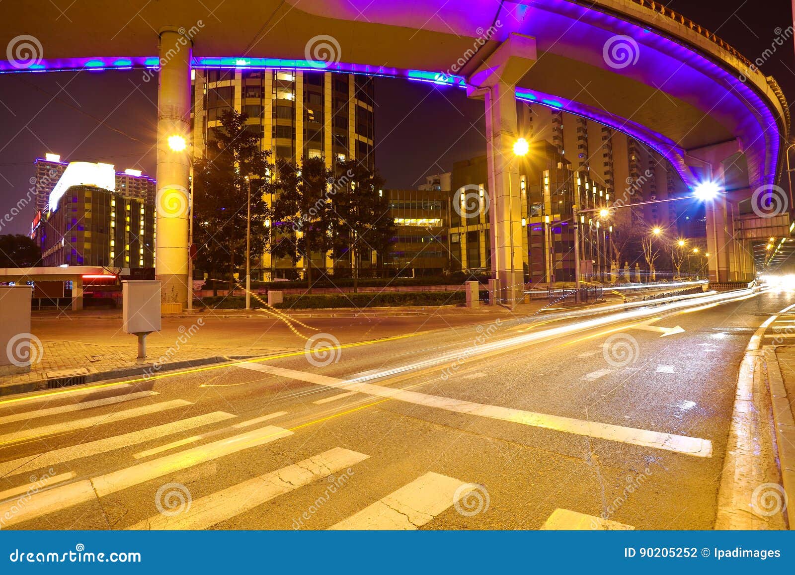 City Road Overpass Viaduct Bridge of Night Scene Stock Photo - Image of ...