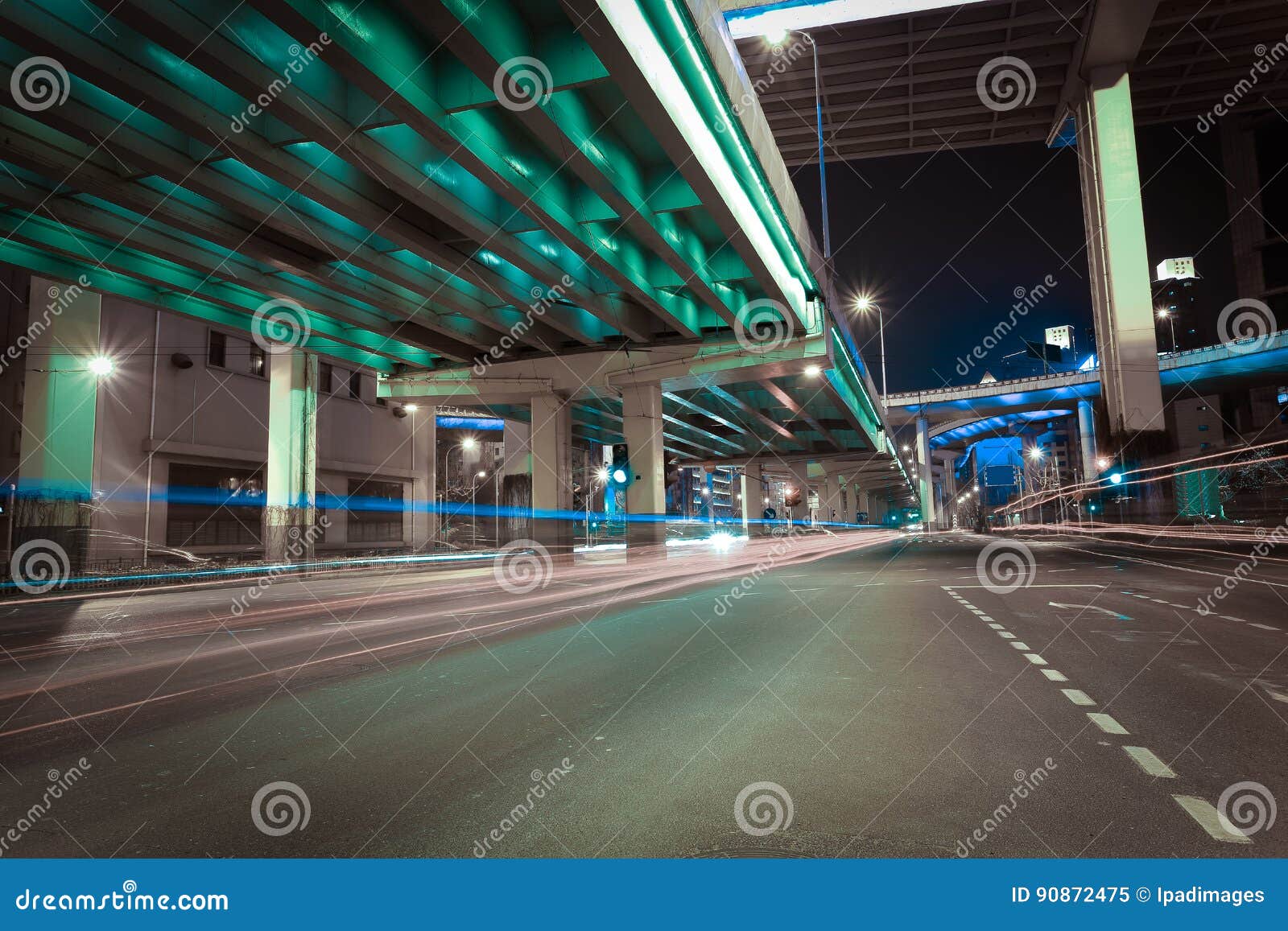 City Road Overpass Viaduct Bridge of Night Scene Stock Image - Image of ...