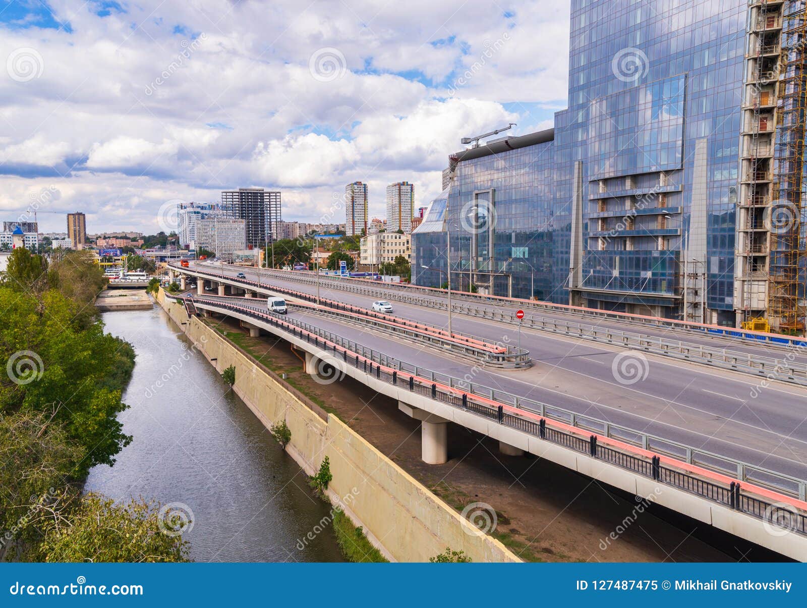 City Road Surface Floor with Viaduct Bridge Stock Image - Image of ...