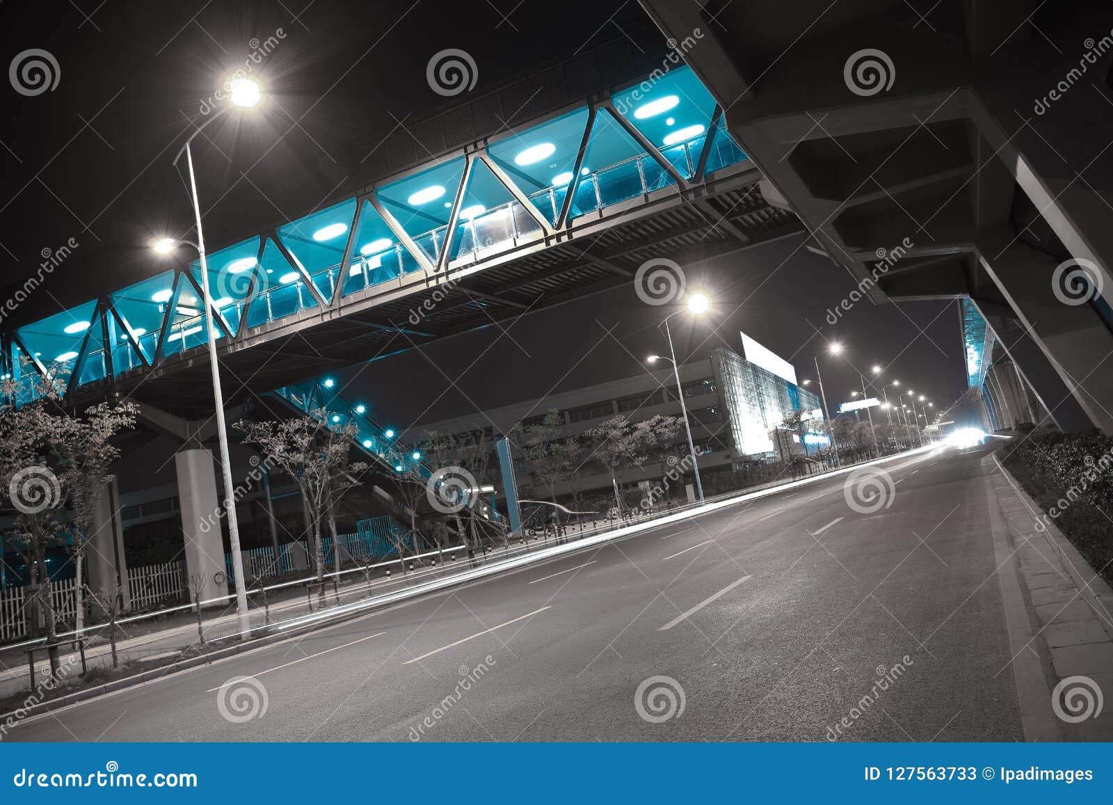 City Road Surface Floor with Viaduct Bridge Stock Image - Image of ...