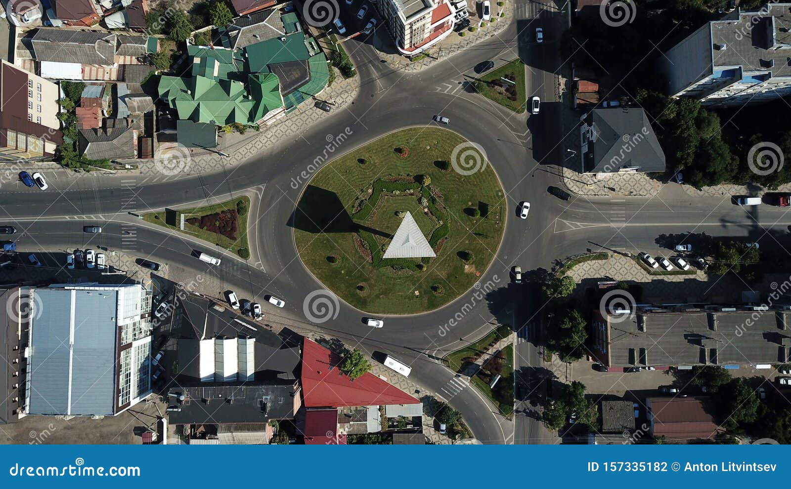 City Roads from Above - Modern Urban Roundabout Intersection Stock ...