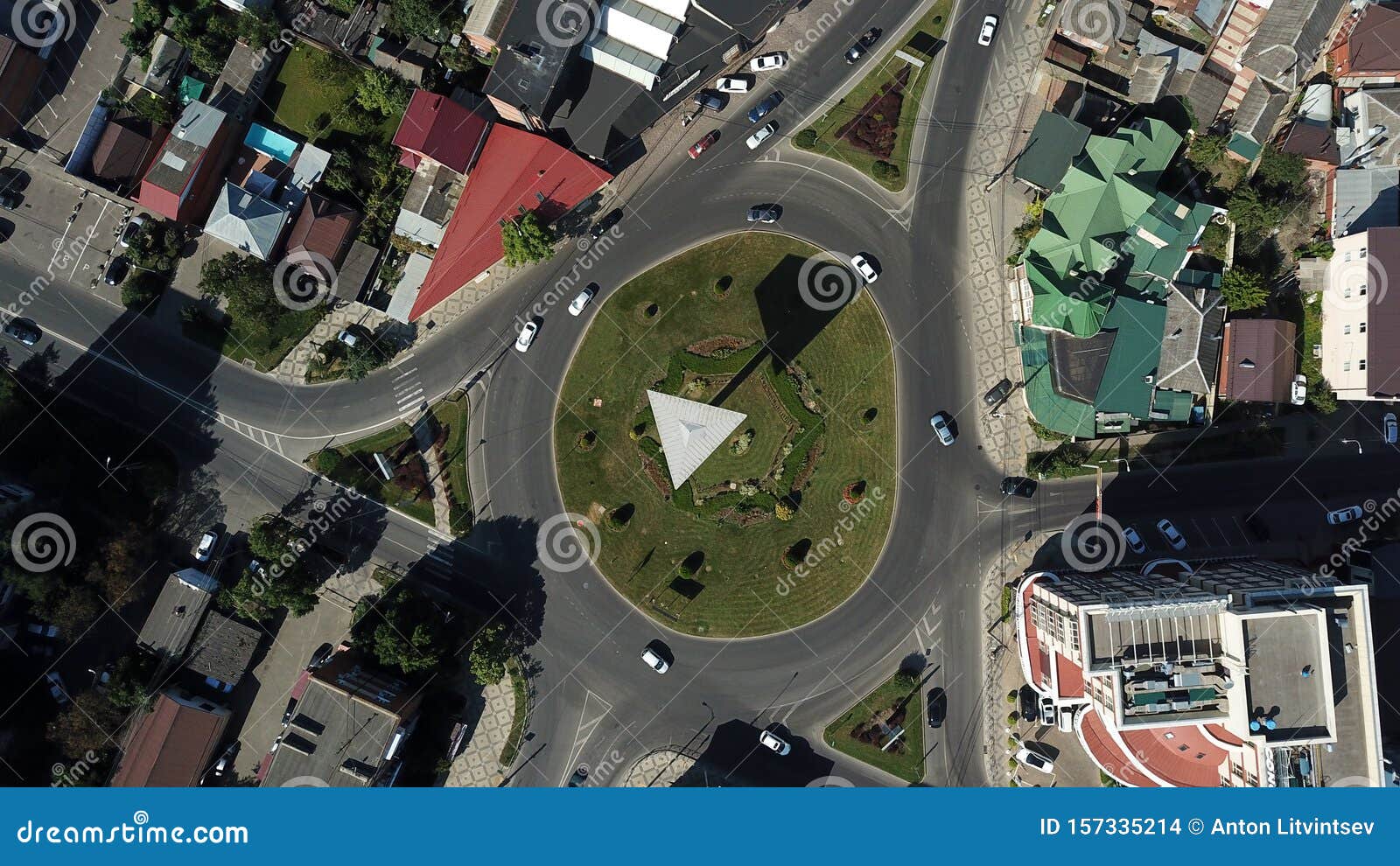City Roads from Above - Modern Urban Roundabout Intersection Stock ...