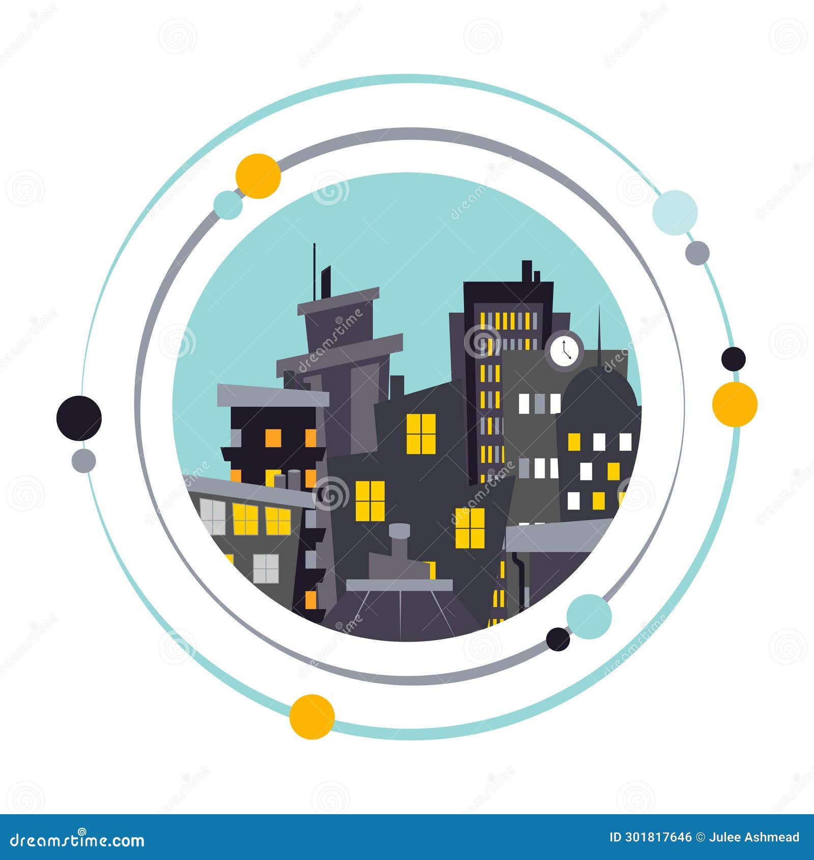Rooftops in the City Vector Illustration Graphic Icon Symbol Stock ...