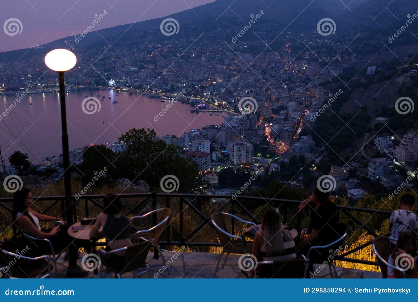City of Saranda at Sunset, View from the Castle. Albania Editorial ...