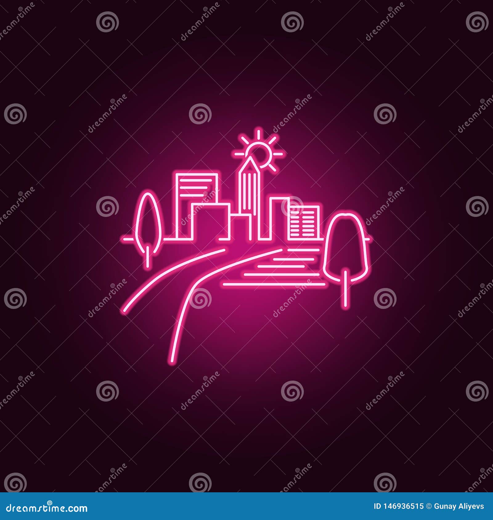 City Scape Line Neon Icon. Elements of City Set Stock Illustration ...