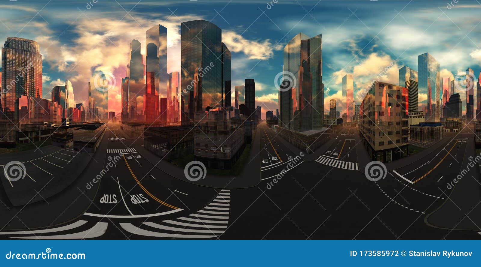 City Scape, Sunset in a Modern City, Environment Map Stock Photo ...