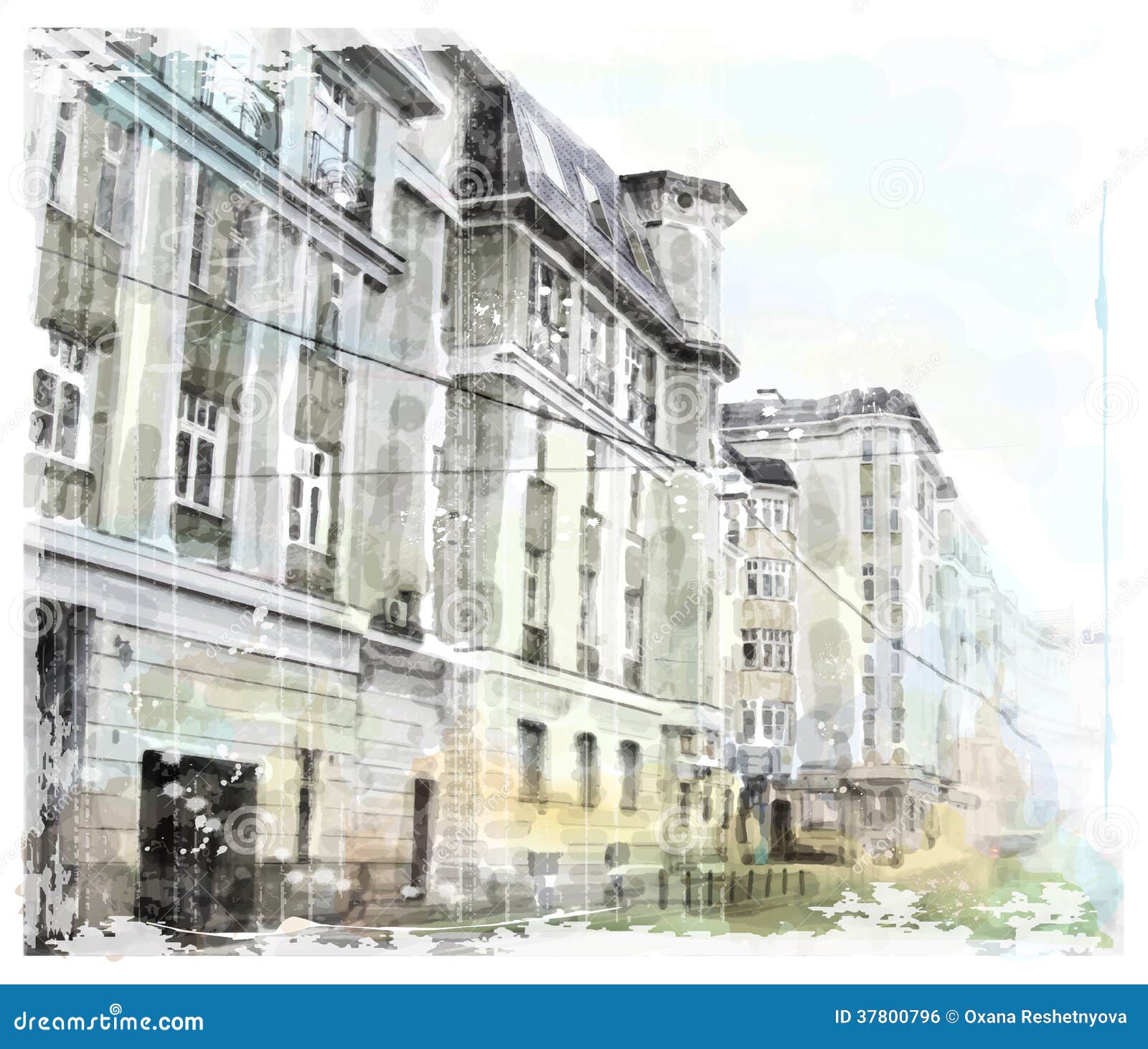 City Scape, House, Residential Building Concept. One Line Drawing ...