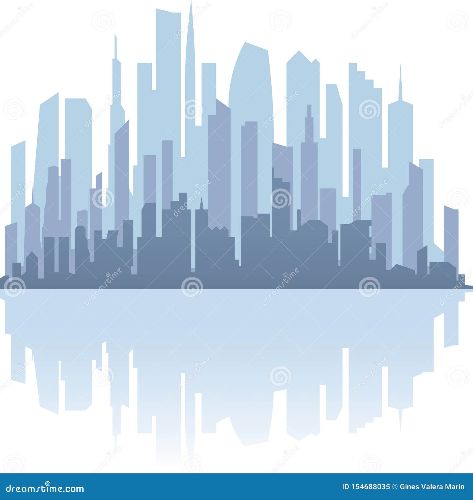 City Scene with Skyscrapers, Downtown and Reflections. Stock Vector ...