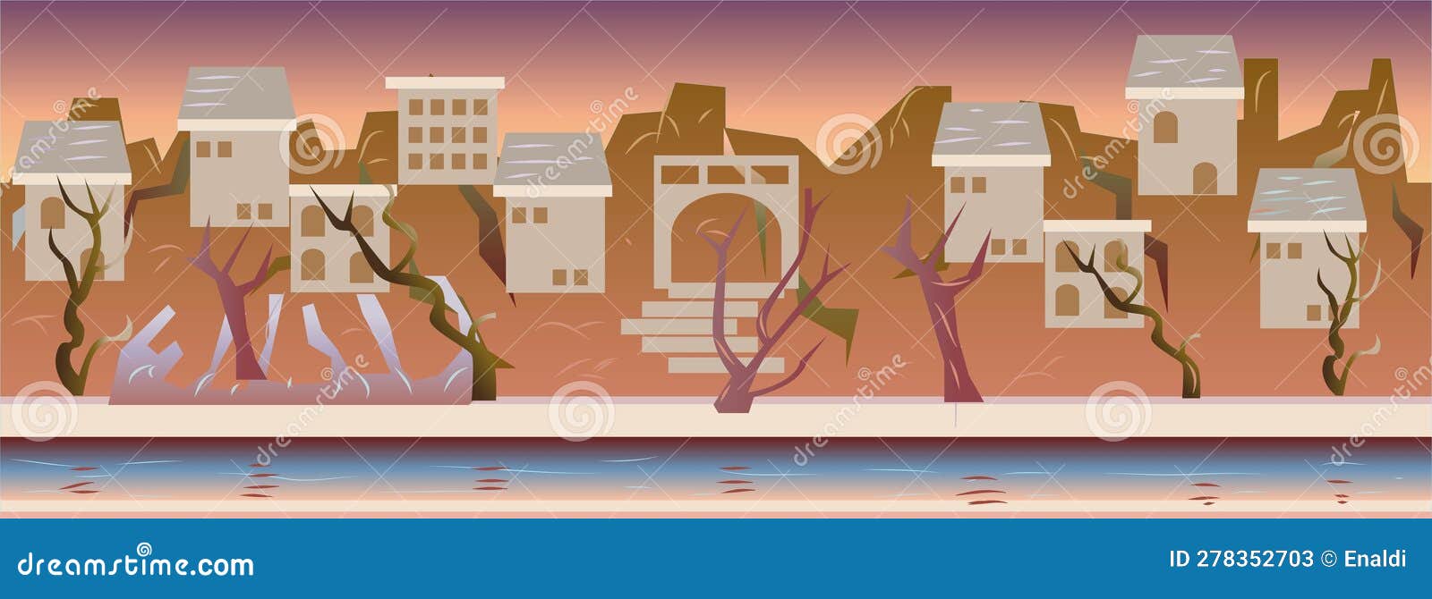 City by the Sea City View Panorama Game Background Vector Stock Vector ...