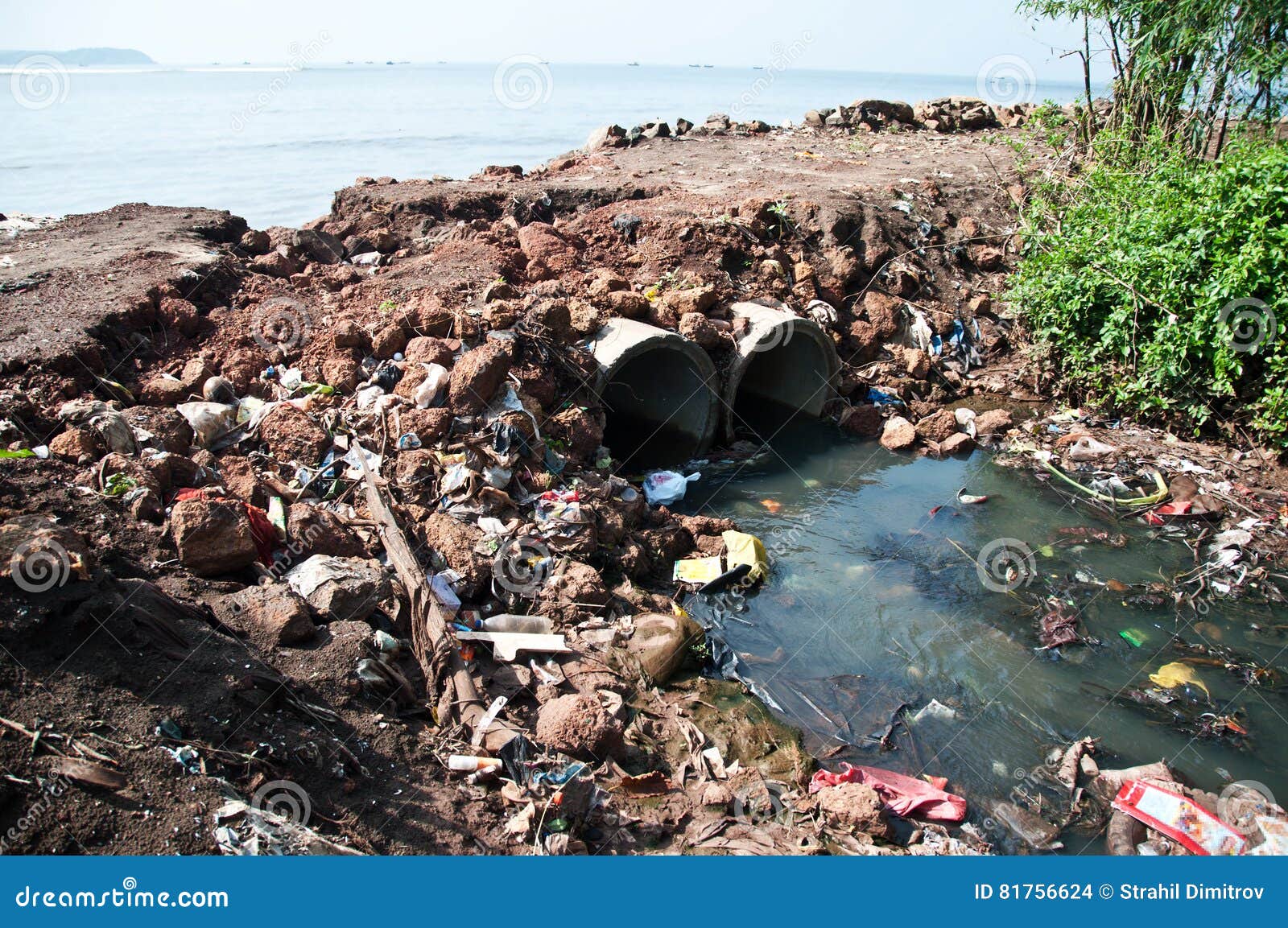 City Sewer Flowing at a Sea. Stock Photo - Image of sewer, disease ...