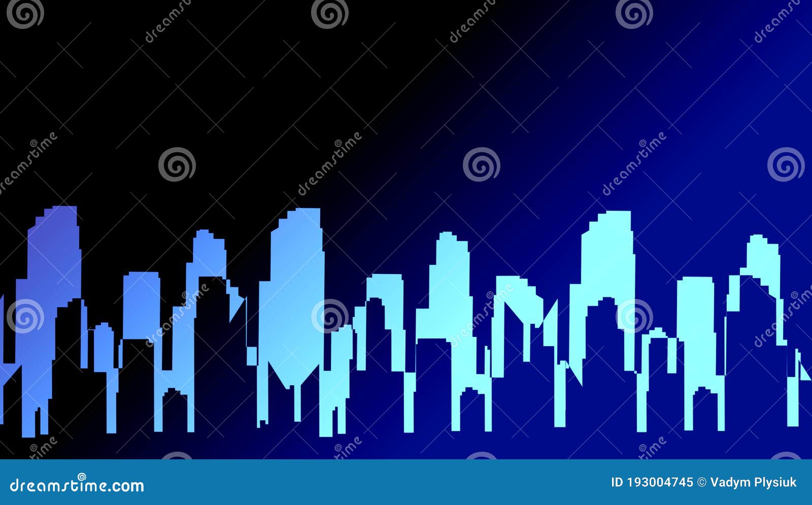 City Shadow in the Blue Lights. Handmade Image of Urban Landscape Stock ...
