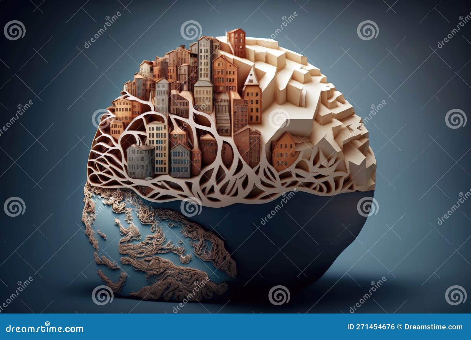 A City in the Shape of a Brain Network, Conceptual Illustration. Ai ...