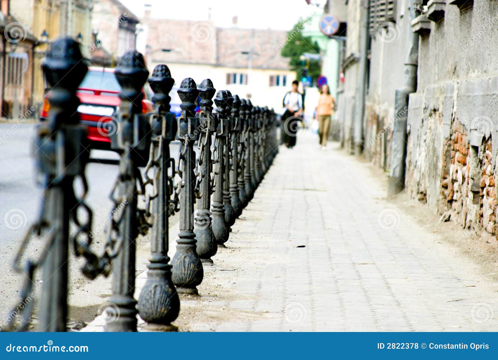 City sidewalk stock photo. Image of posts, walk, buildings - 2822378
