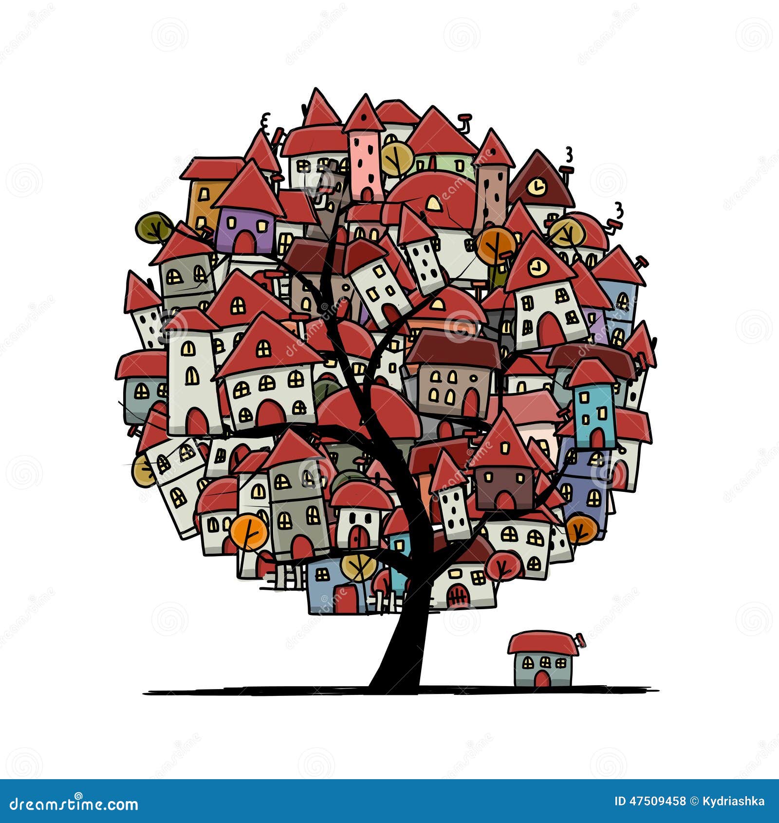 City Sketch, Art Tree Concept for Your Design Stock Vector ...