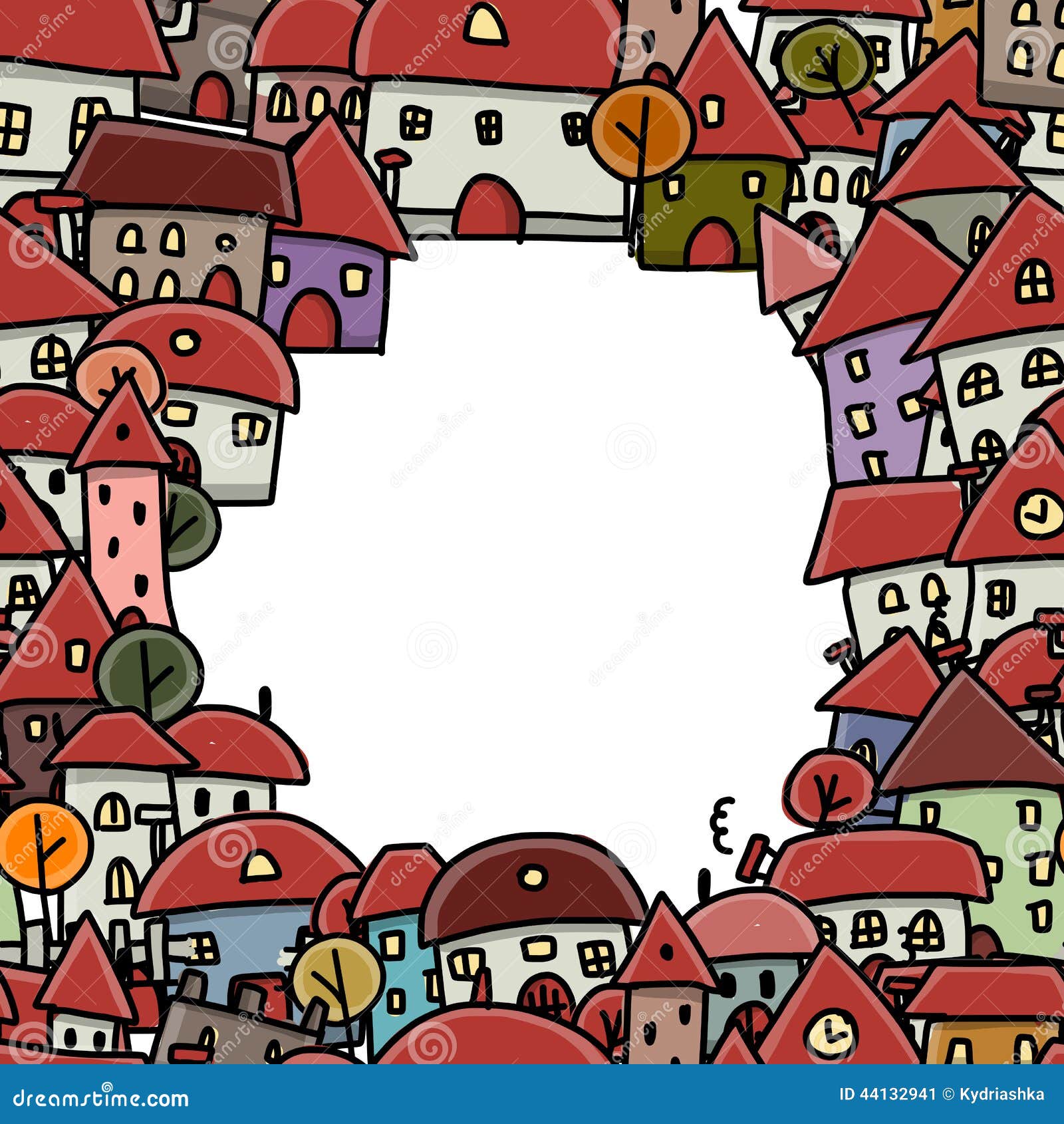 City Sketch Frame, Seamless Pattern for Your Stock Vector ...