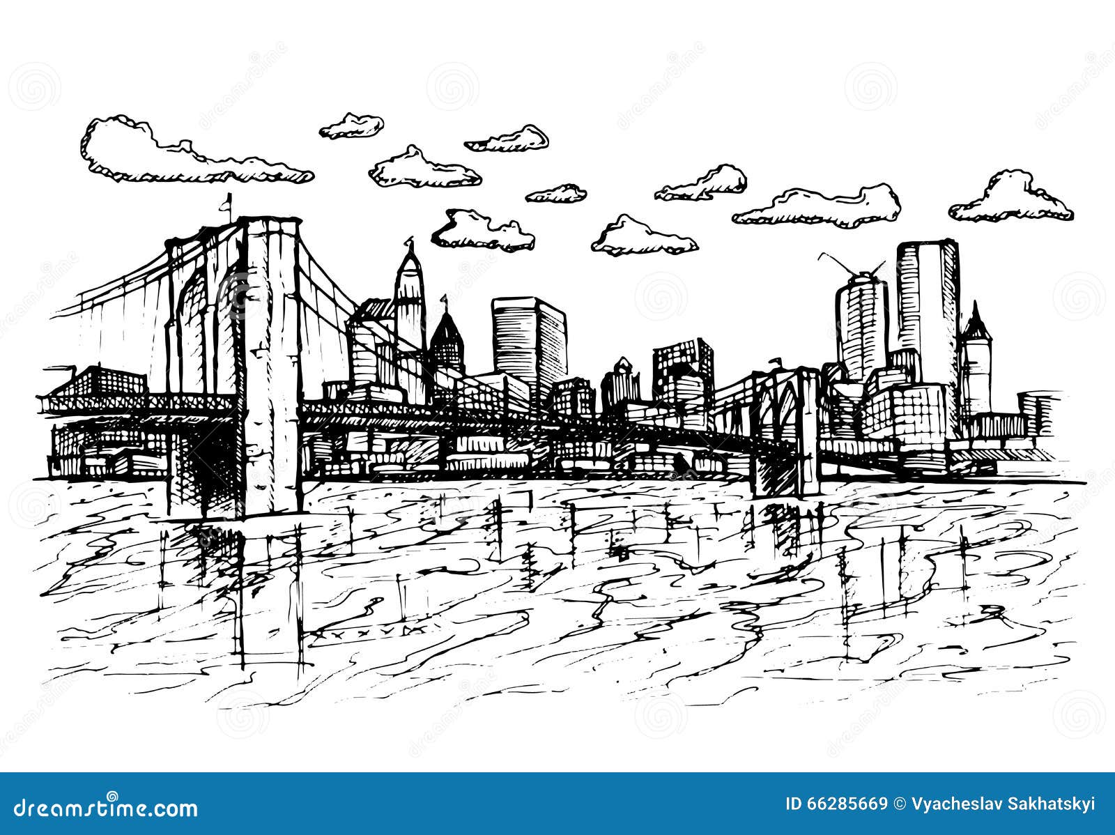 City Sketchy on White Background. Stock Vector - Illustration of ...