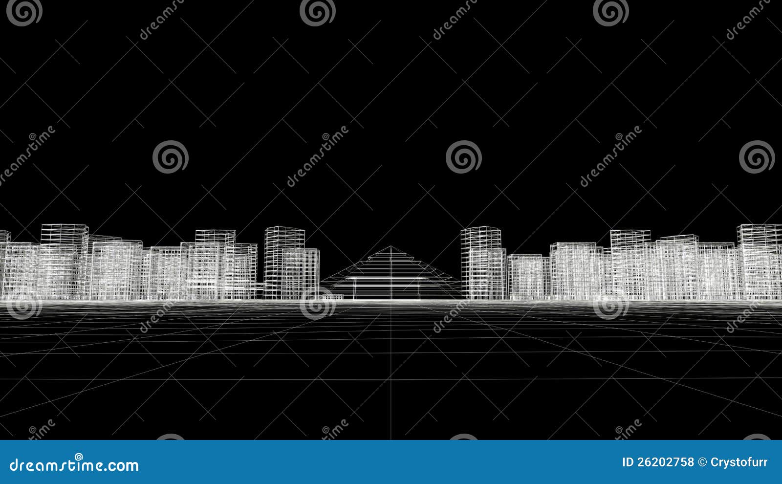 City Sky Line Wire Frame stock illustration. Illustration of contour ...