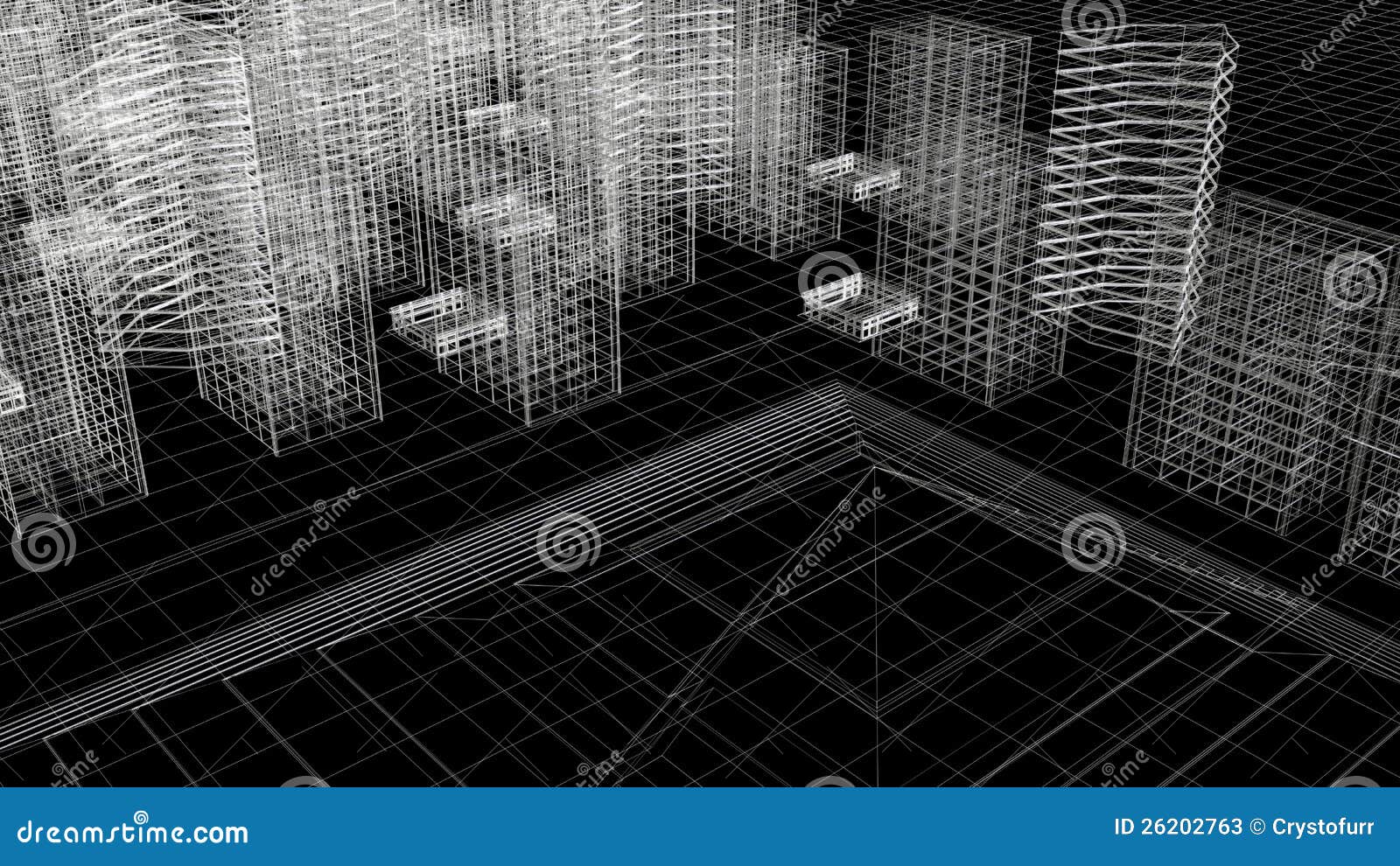 City Sky Line Wire Frame Above View Stock Illustration - Illustration ...