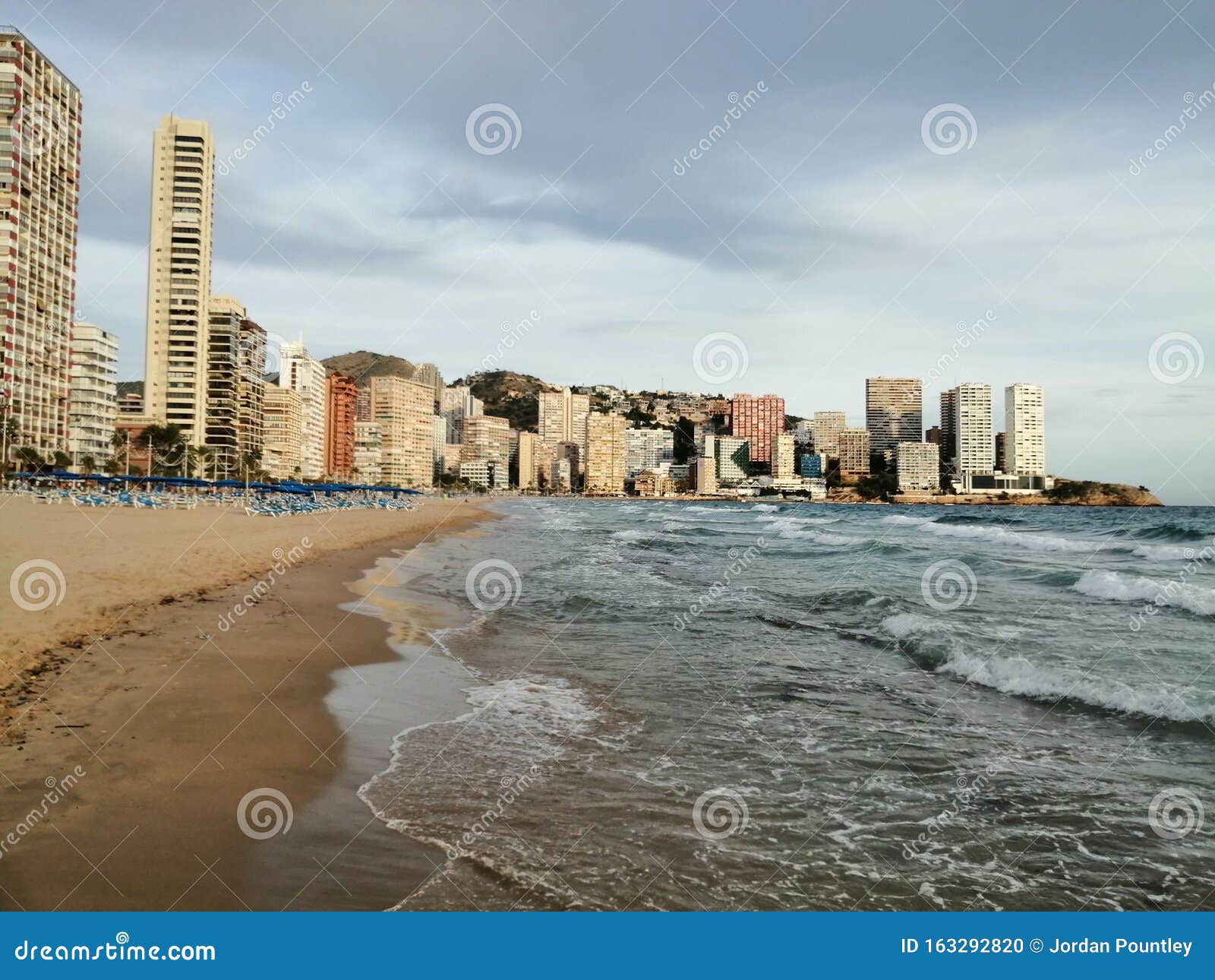 City skyline from beach stock photo. Image of beach - 163292820
