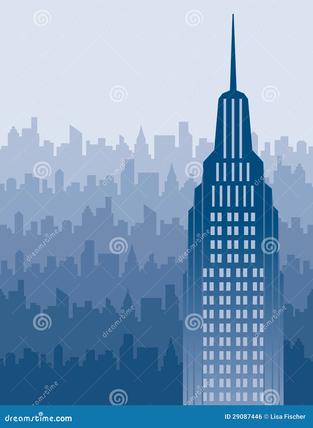 City Skyline in Blue stock vector. Illustration of exterior - 29087446