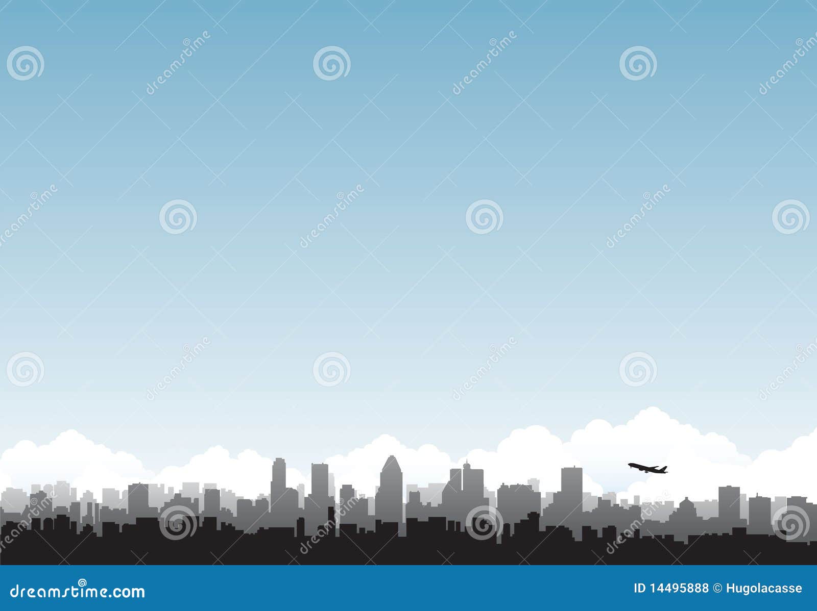City skyline with blue sky stock vector. Illustration of reflection ...