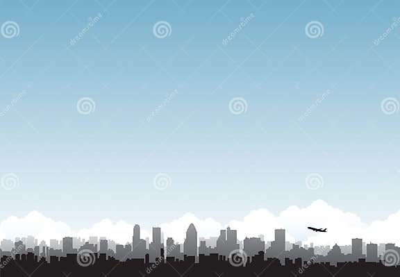 City skyline with blue sky stock vector. Illustration of reflection ...
