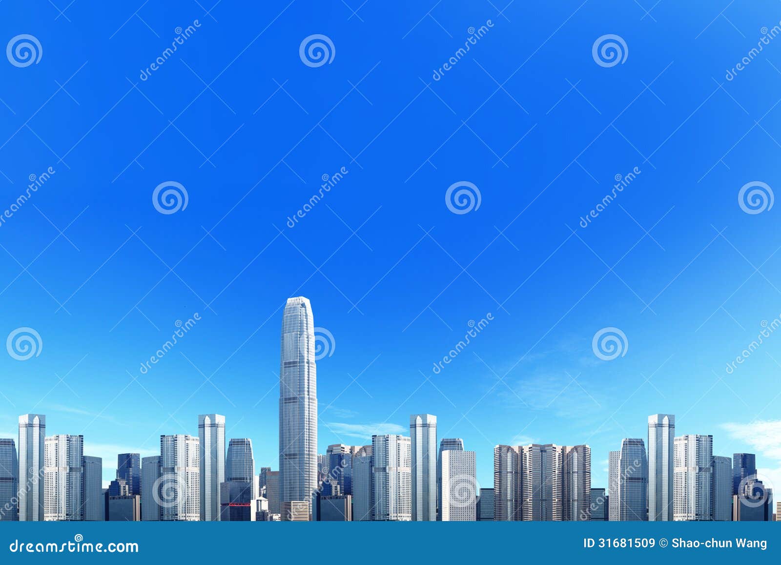 City skyline with blue sky stock image. Image of downtown - 31681509