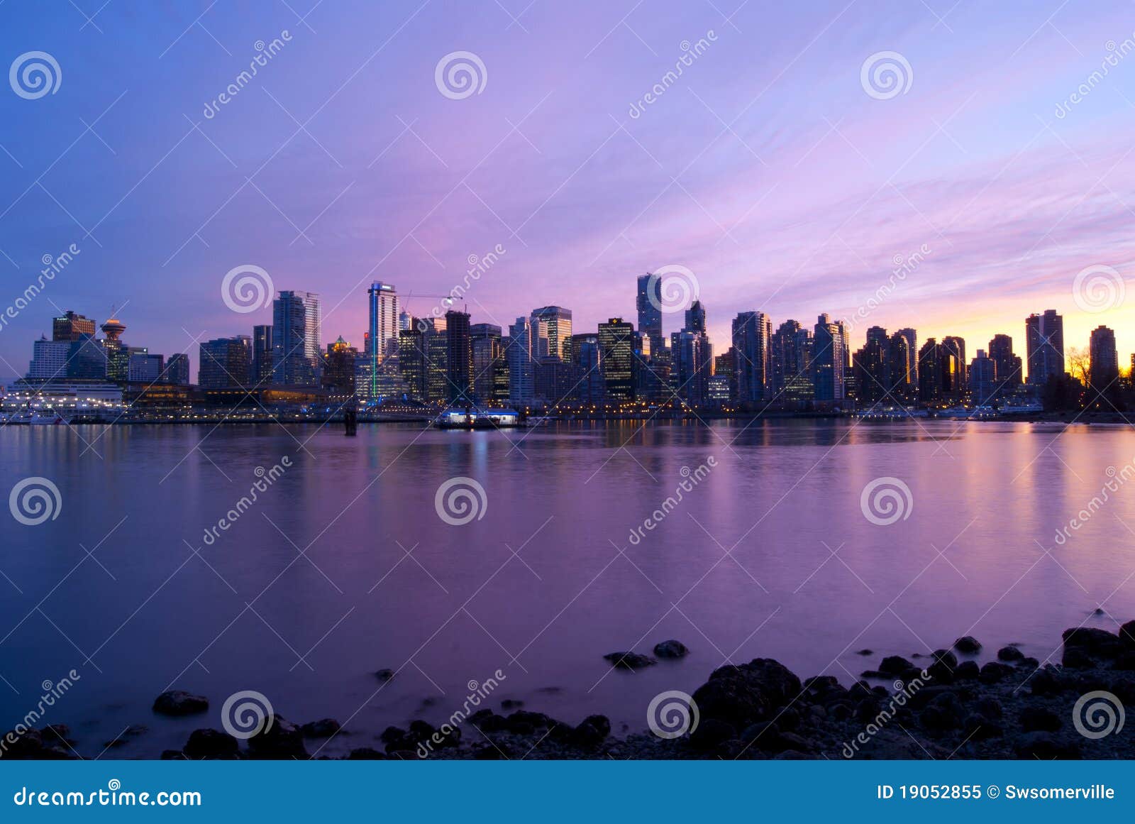 City Skyline at Dusk stock image. Image of night, city - 19052855