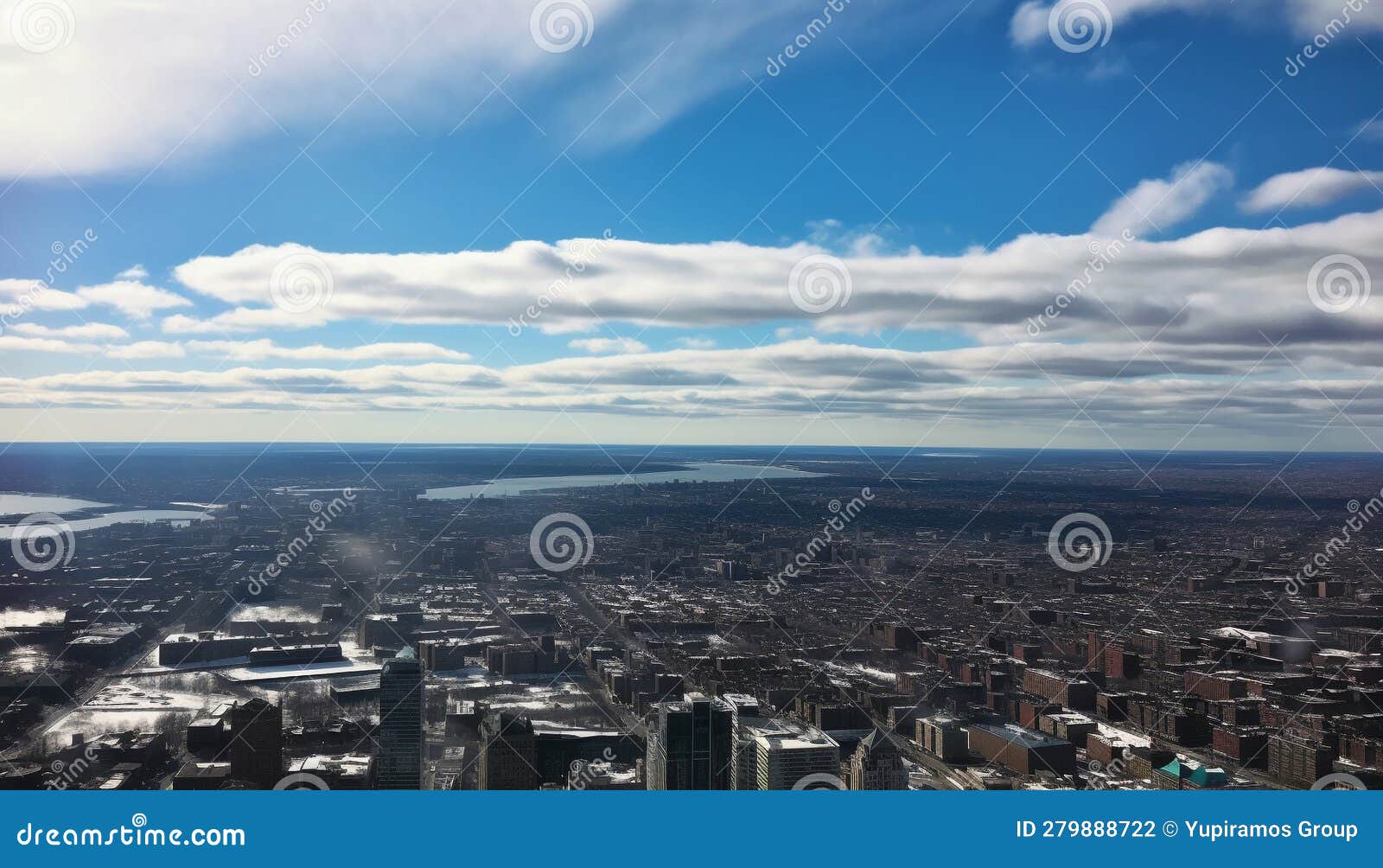 City Skyline at Dusk, Panoramic View from High Up Above Generated by AI ...