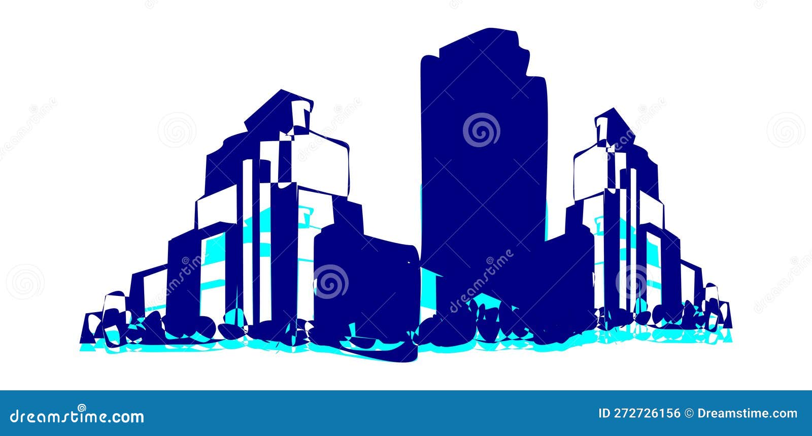 City Skyline in the Form of a Graph Stock Illustration - Illustration ...