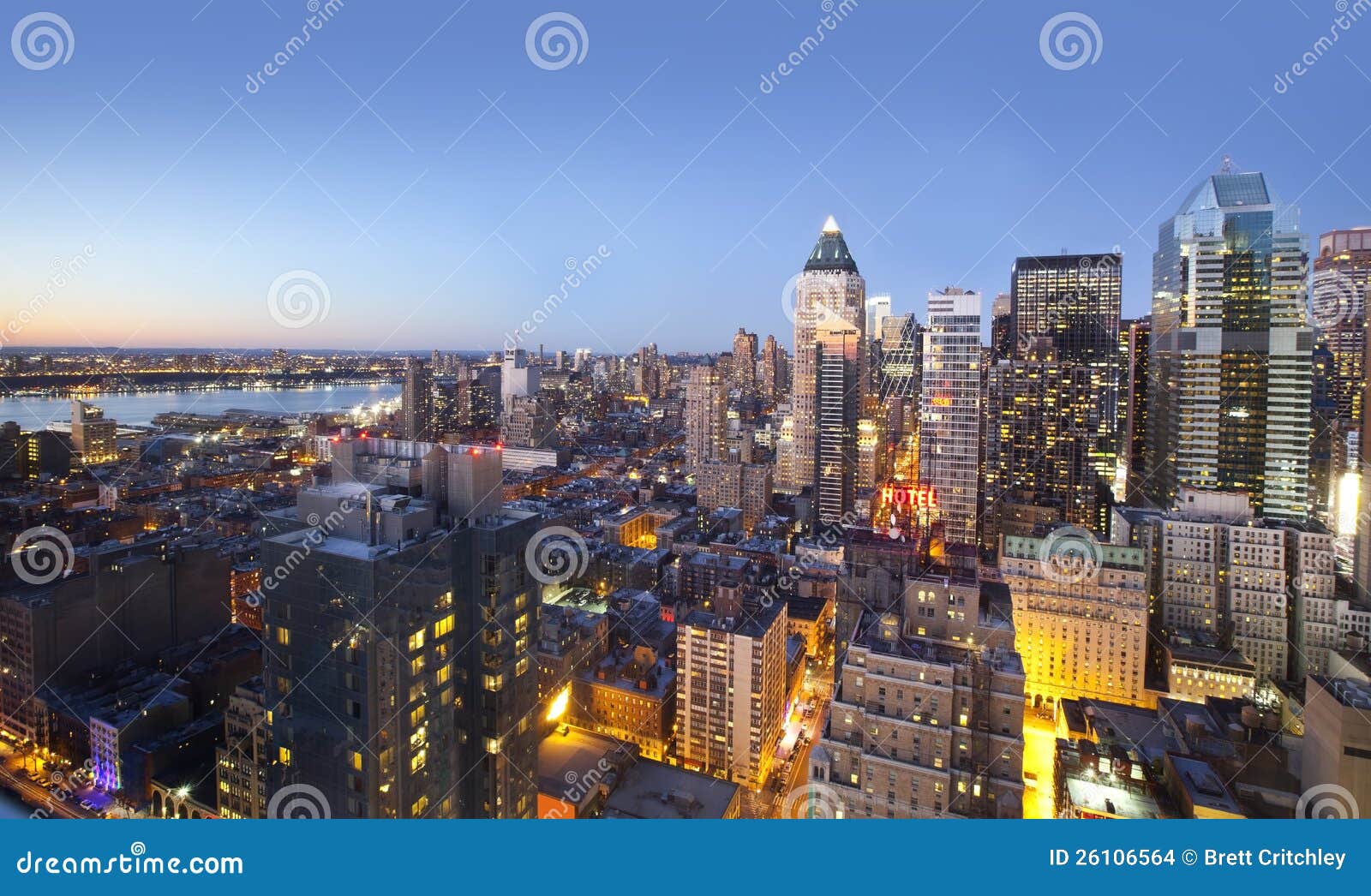 City Skyline Lights at Sunset Stock Photo - Image of hudson, york: 26106564