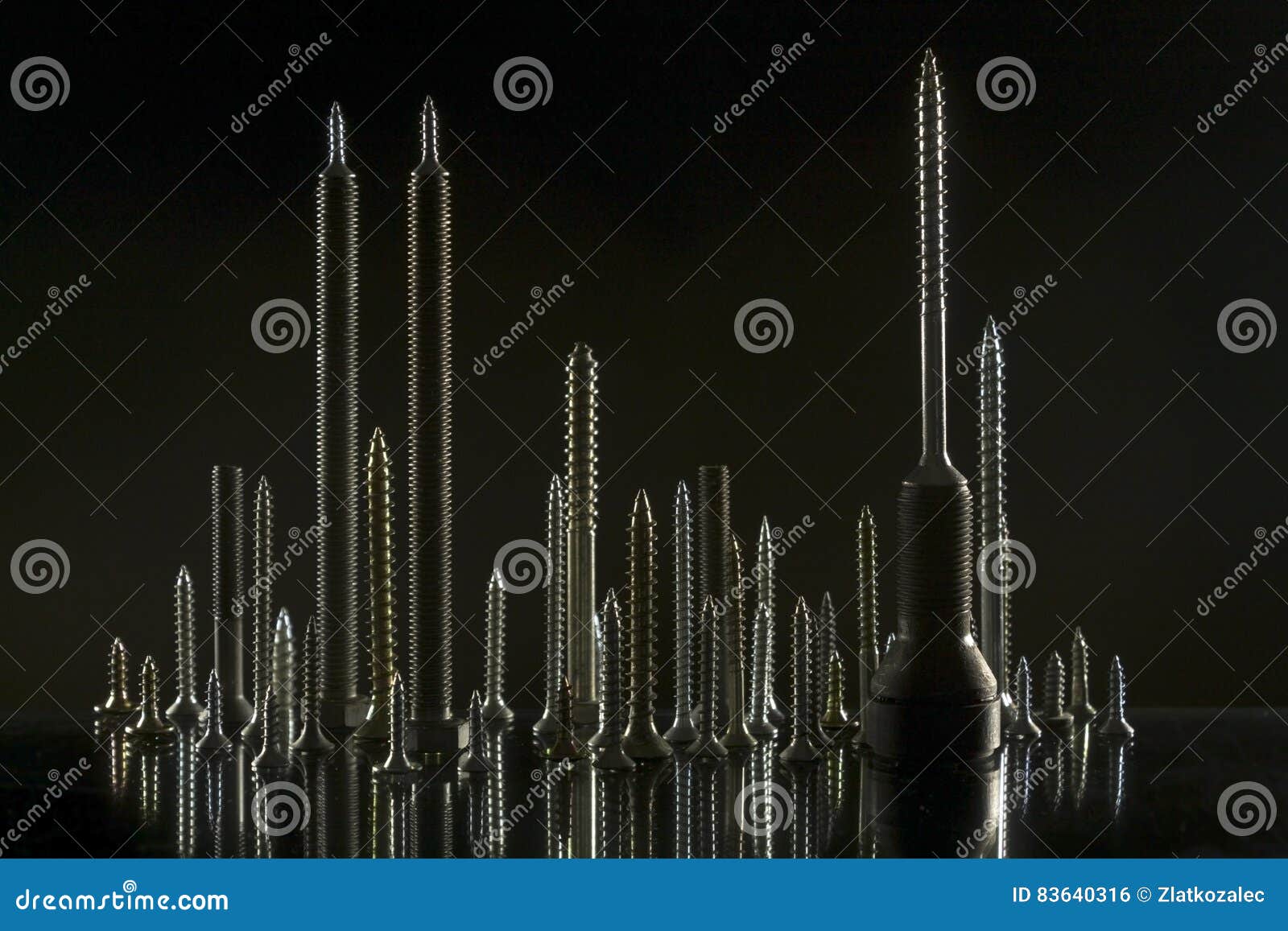 City Skyline Made of Bolts and Screws Stock Photo - Image of equipment ...