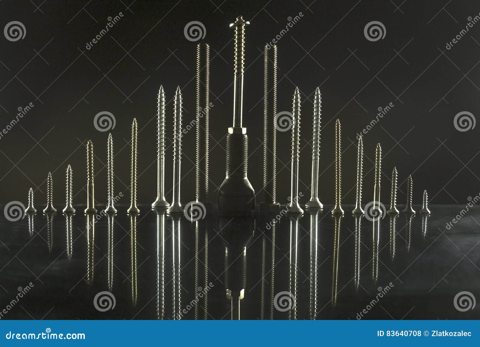 City Skyline Made of Bolts and Screws Stock Photo - Image of metal ...