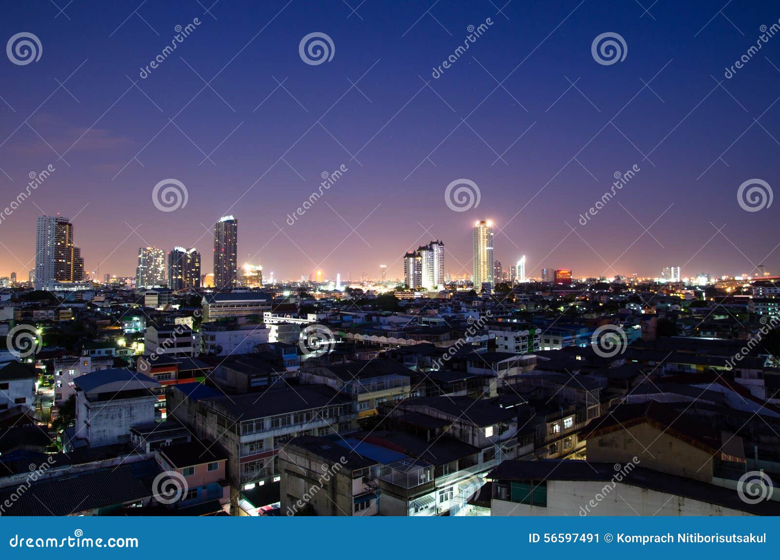 City skyline at night stock image. Image of neon, light - 56597491