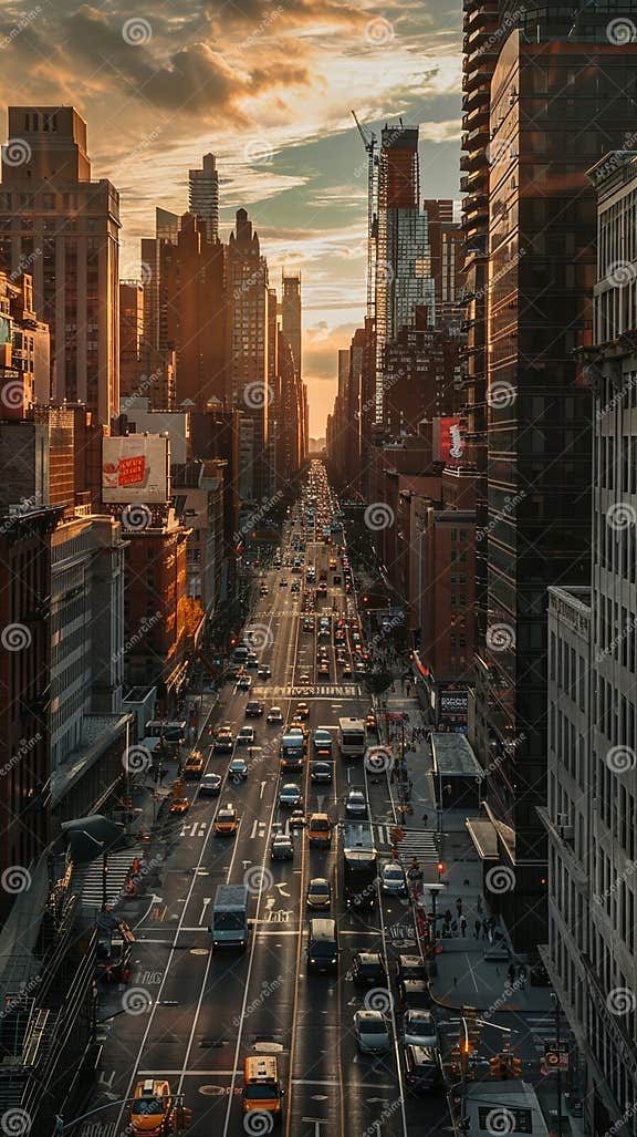 City Skyline Shadows at Sunset Stock Illustration - Illustration of ...