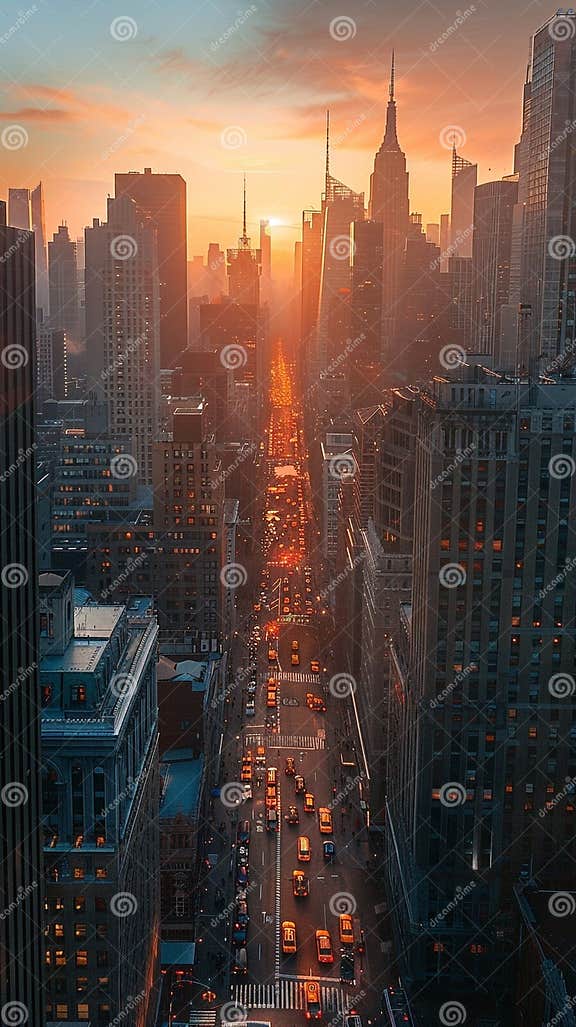 City Skyline Shadows at Sunset Stock Illustration - Illustration of ...
