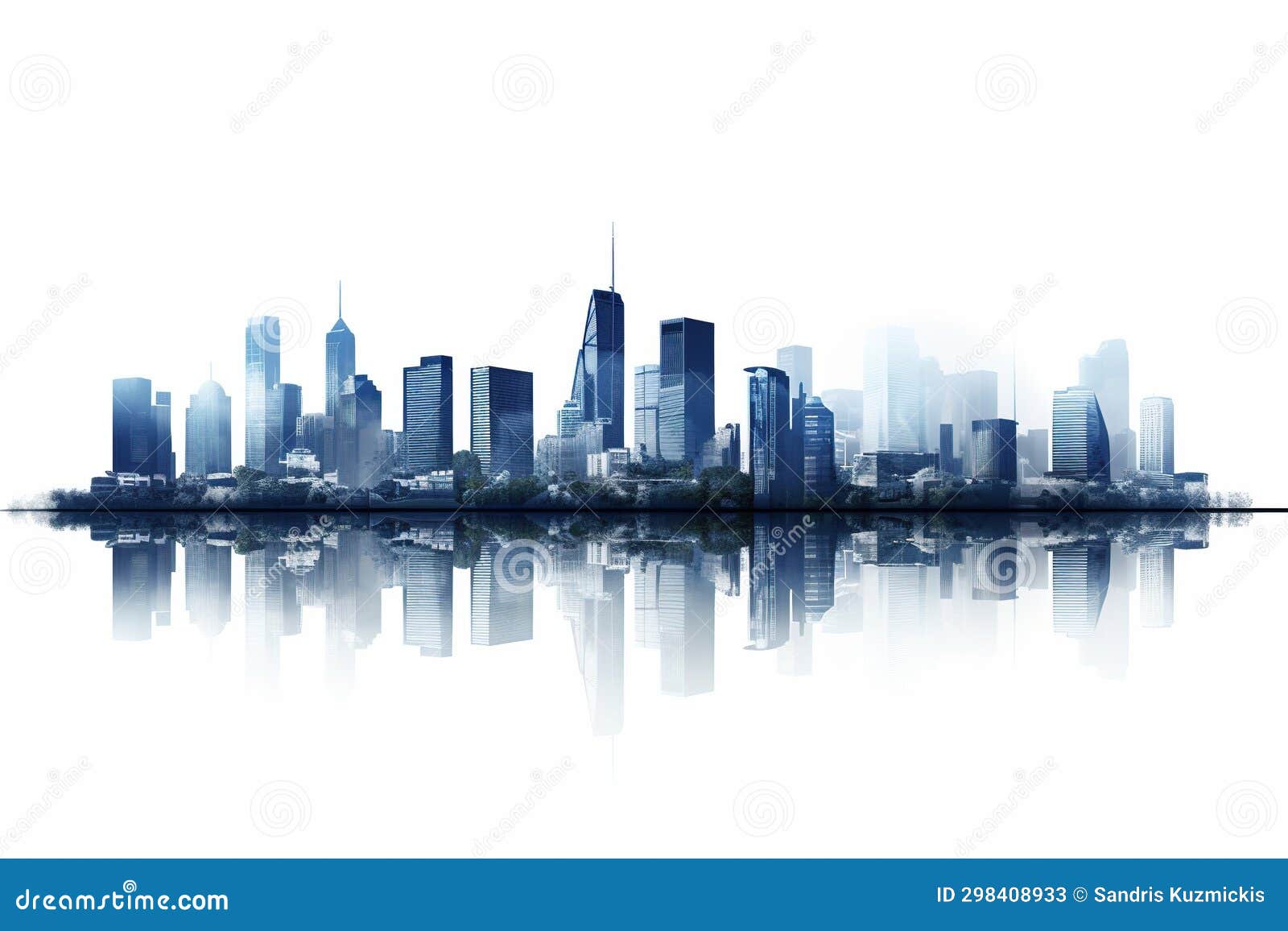 City Skyline with Skyscrapers Isolated on White Background. Generative ...