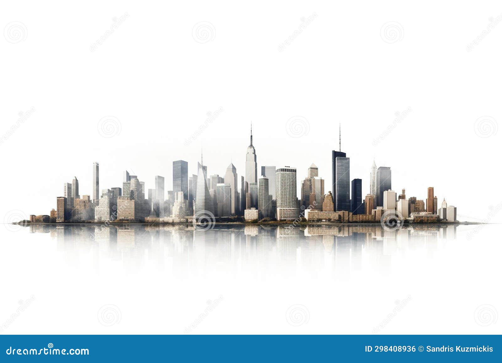 City Skyline with Skyscrapers Isolated on White Background. Generative ...