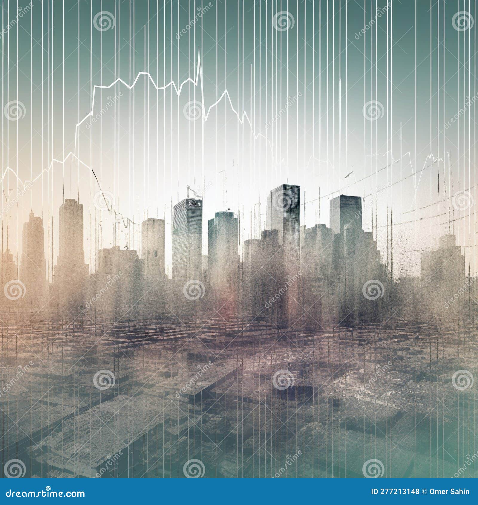 City Skyline with Stock Chart Superimposed Stock Photo - Image of ...