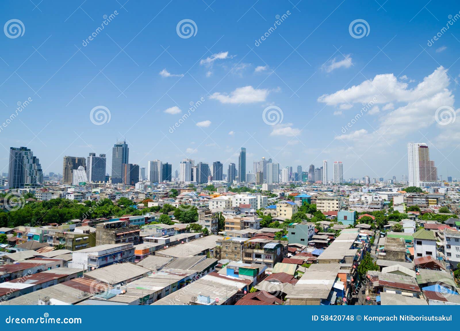 City skyline on sunny day stock photo. Image of residential - 58420748