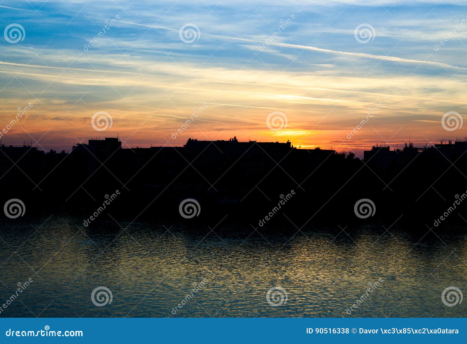City Skyline with a Sunset stock photo. Image of outdoors - 90516338