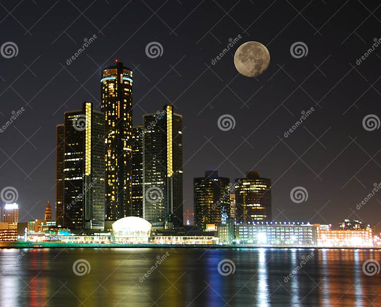 City Skyline Under Moonlight Stock Image - Image of panorama, dark: 2419225