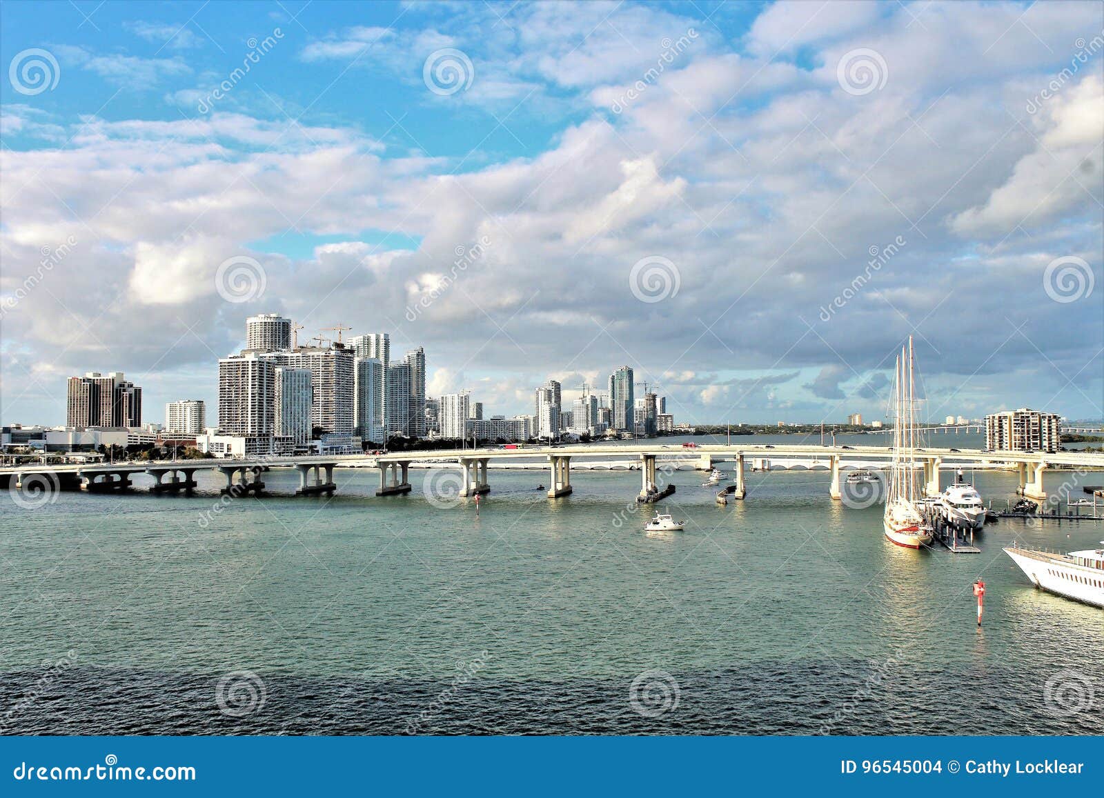 City Skyline and Views of the Ocean in Miami, Florida Stock Photo ...