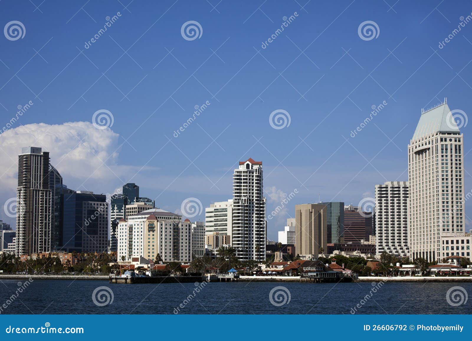 City Skyline from Water stock photo. Image of lake, cloud - 26606792